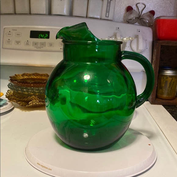 Vintage | Dining | Anchor Hocking Forest Green Roly Poly Ball Pitcher ...